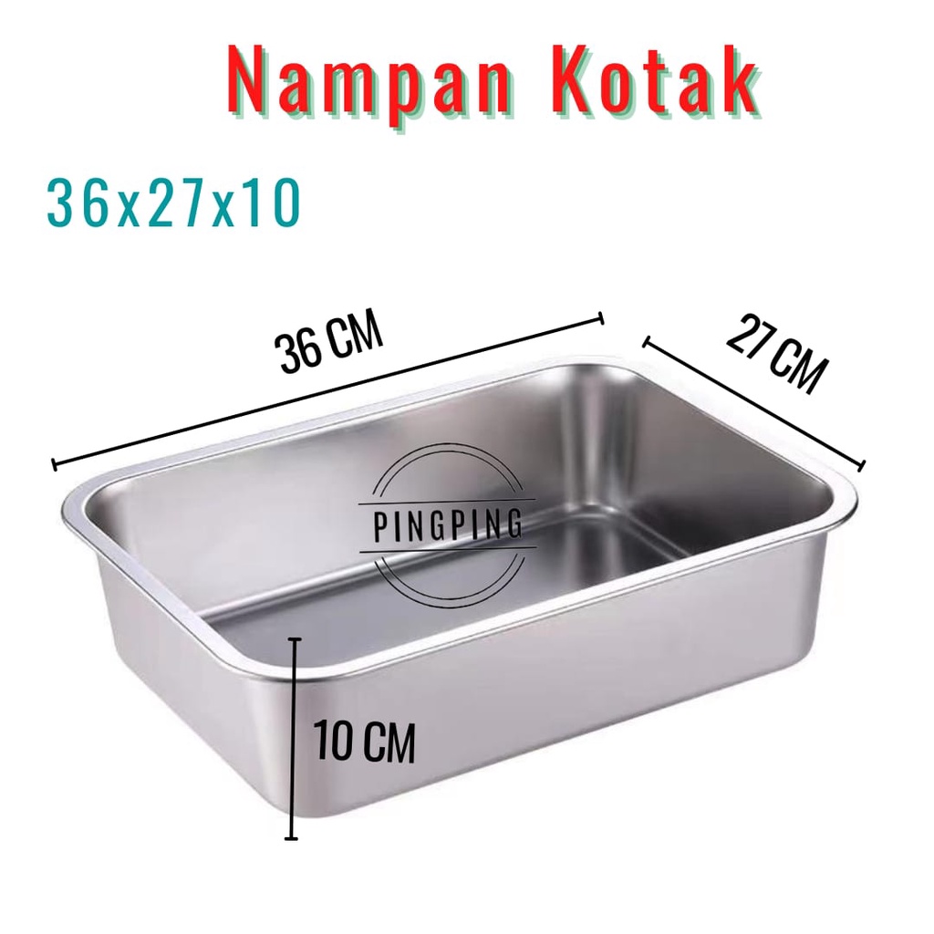Jual Nampan kotak stainless ukuran 40x30x10, 45x35x10, 36x27x10 | Shopee Indonesia