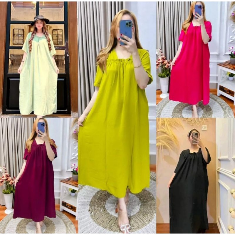 Jual DASTER LAURA KERUT PANJANG / DRESS CRINKLE / DASTER CRINKLE | Shopee Indonesia