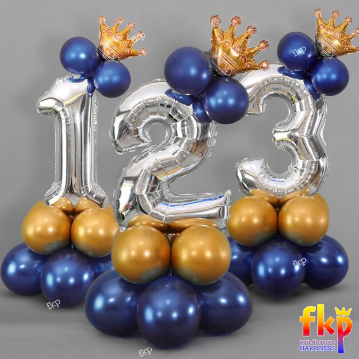 Jual BALON ANGKA TOWER/ STAND DEKORASI ULANG TAHUN ANAK SILVER BIRU ...