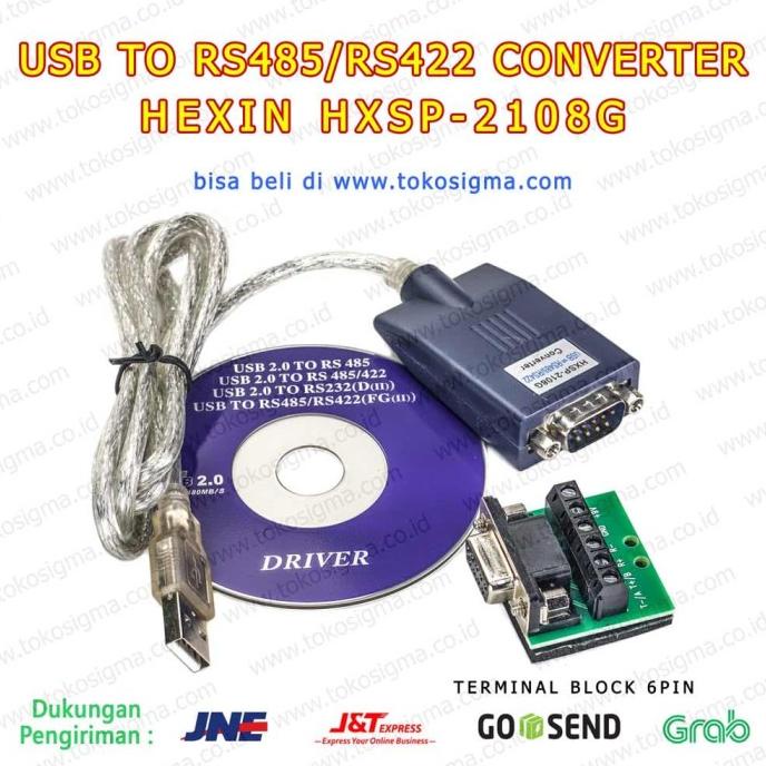 Jual USB 2.0 To SERIAL RS485/RS422 Converter HEXIN HXSP-2108G T BLOCK ...