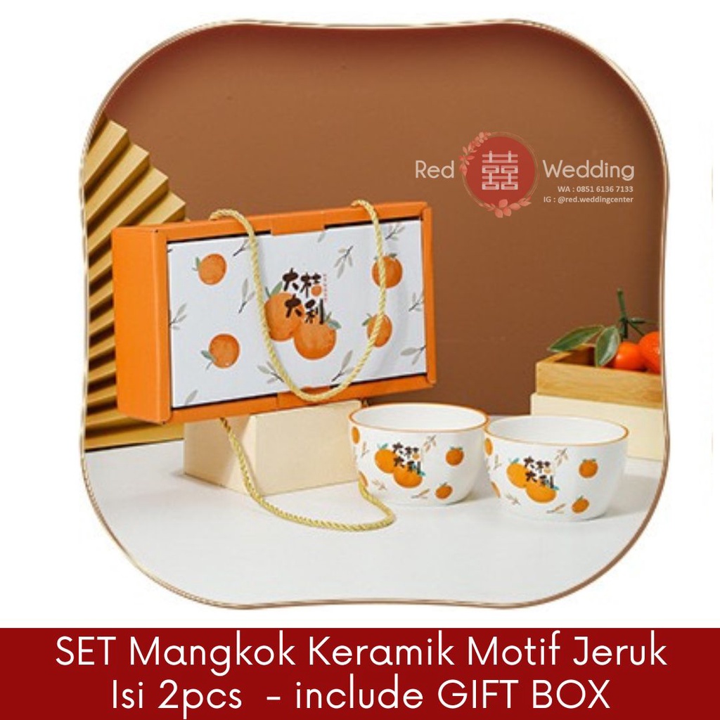 Jual Set Mangkok Bowl Motif Jeruk isi 2pcs Hampers Imlek / Wedding ...