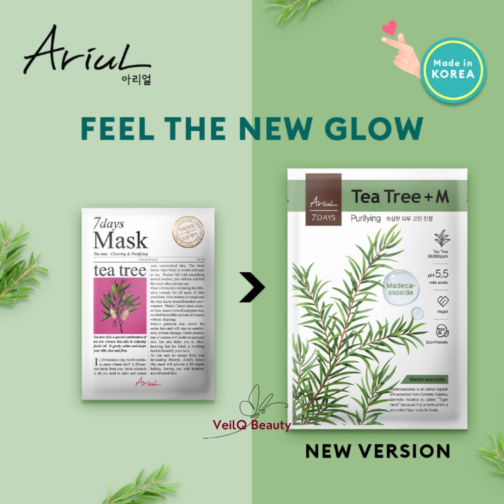 Jual ARIUL 7 Days Sheet Mask Masker Tissue Kertas Lemon Green Tea Tree ...