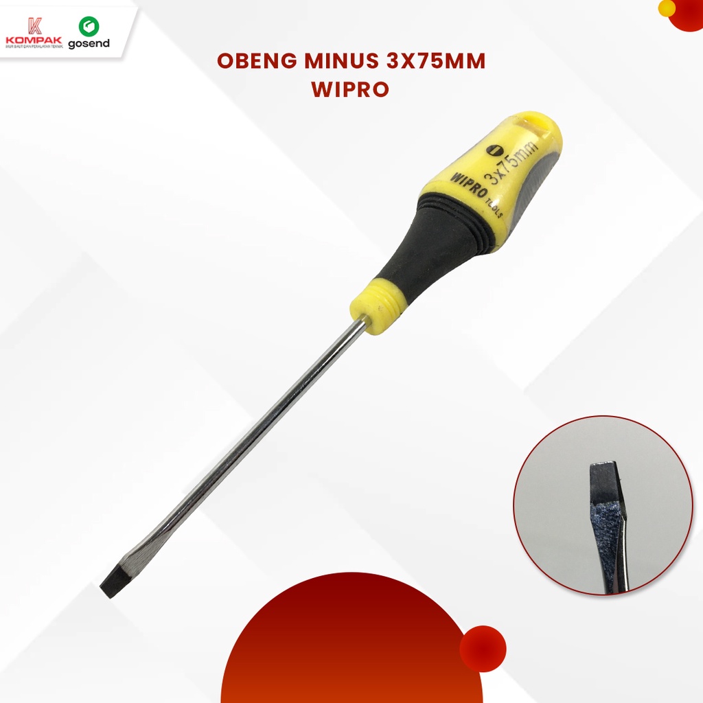 Jual WIPRO 010 Obeng Soft Handle Minus 3 x 75mm | Shopee Indonesia