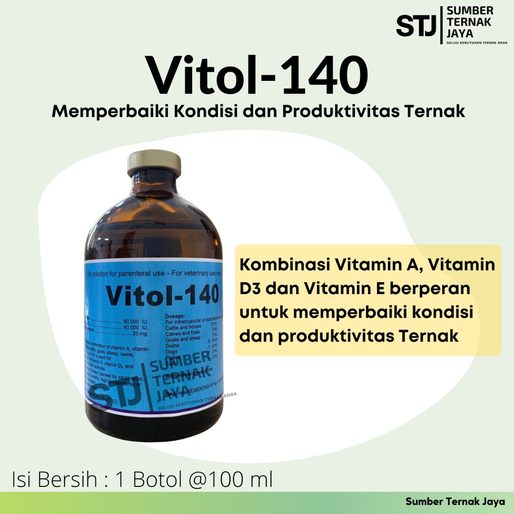 Jual Vitol-140 100 ml Vitamin ADE Perbaiki Kondisi dan Produktivitas Hewan | Shopee Indonesia