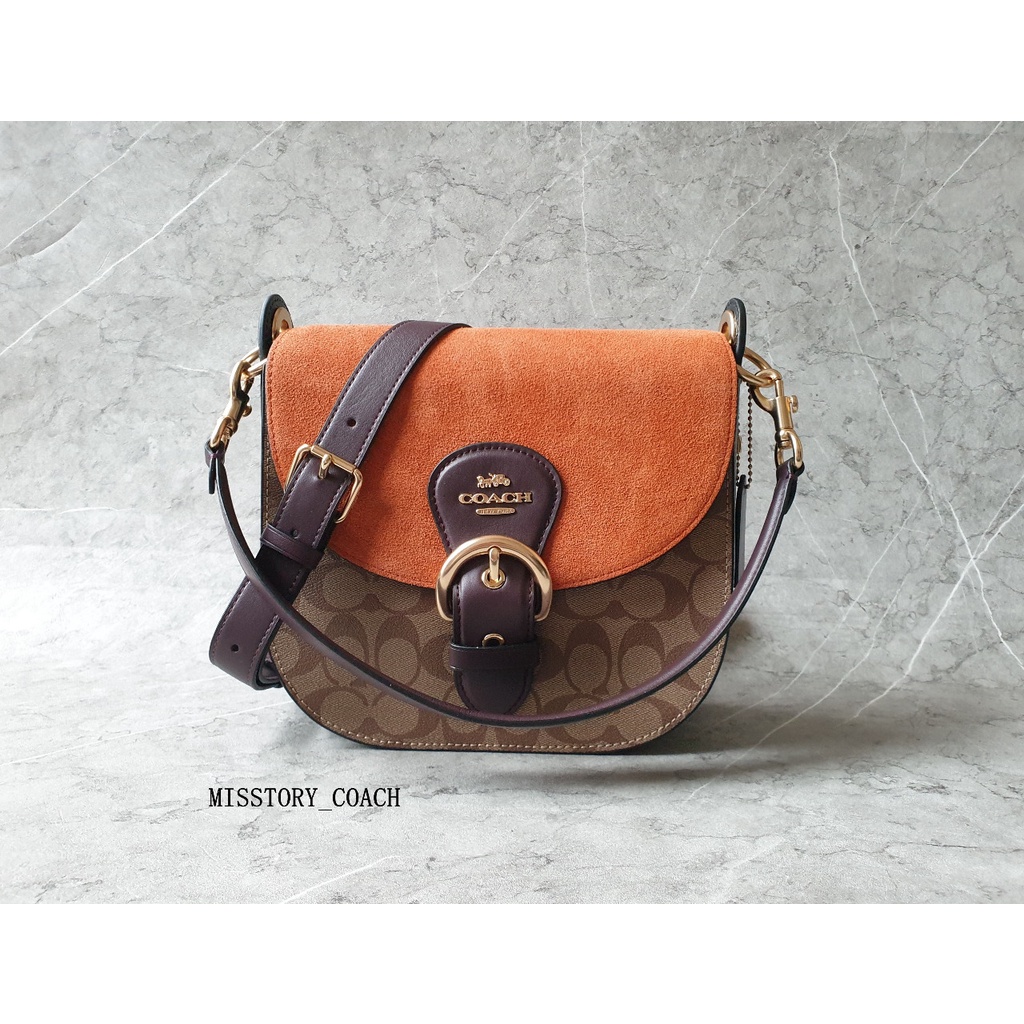 Jual TAS BRANDED COACH KLEO ORANGE / BROWN IN SIGNATURE | Shopee Indonesia