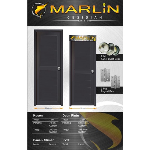 Jual Pintu Kamar Mandi Platinum Marlin Hitam UPVC Tebal | Shopee Indonesia