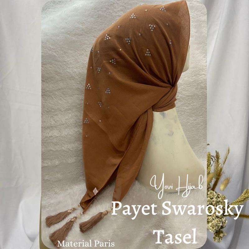 Jual Jilbab payet kaca pelangi/Hijab payet swarosky mewah/Kerudung ...