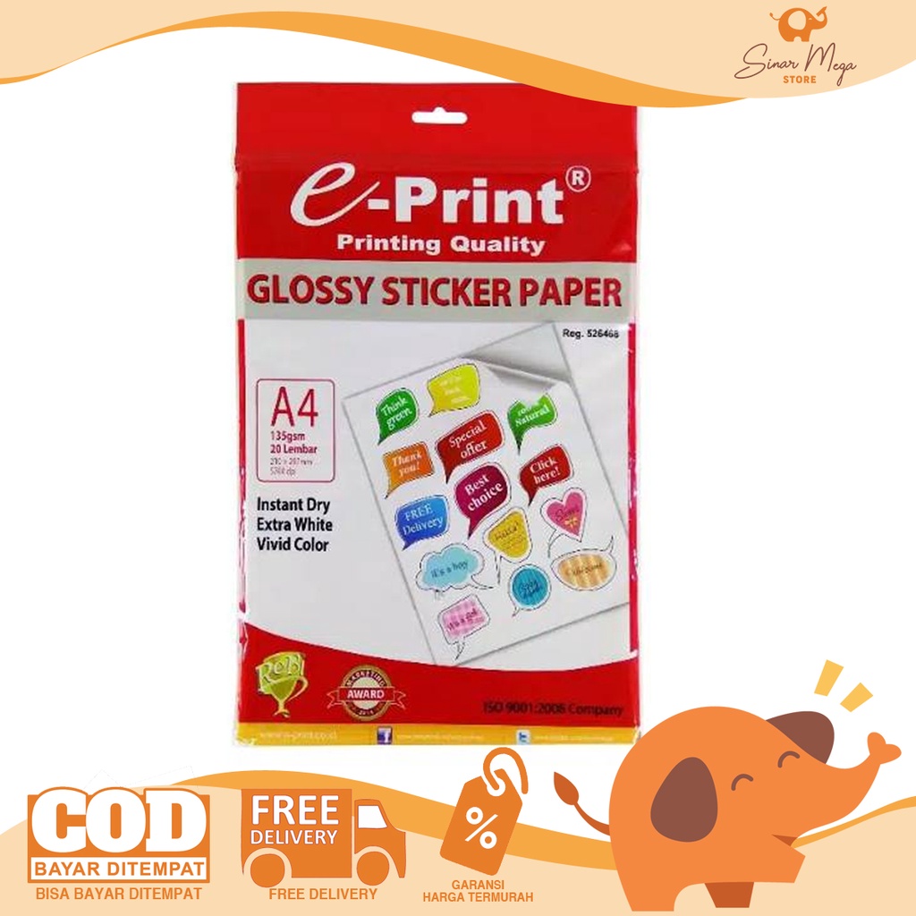 Jual Eprint E-Print Sticker Glossy A4 135gr / Glossy Paper Sticker ...