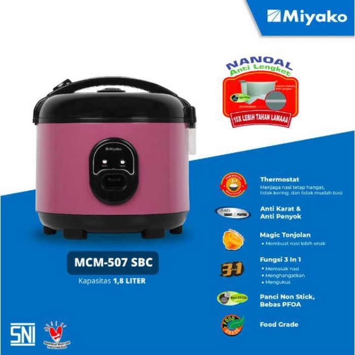 Jual Magic Com Miyako 1,8 Liter MCM 507 SBC/Rice Cooker Miyako ...