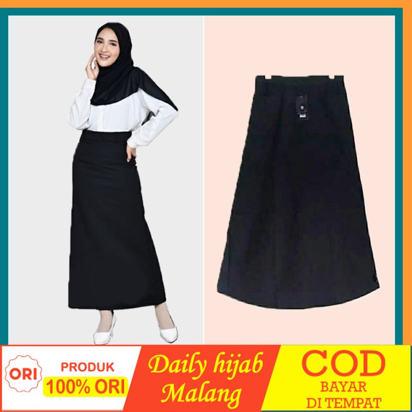 Jual Rok wanita A line Rok panjang polos Line A bahan scuba | Shopee ...