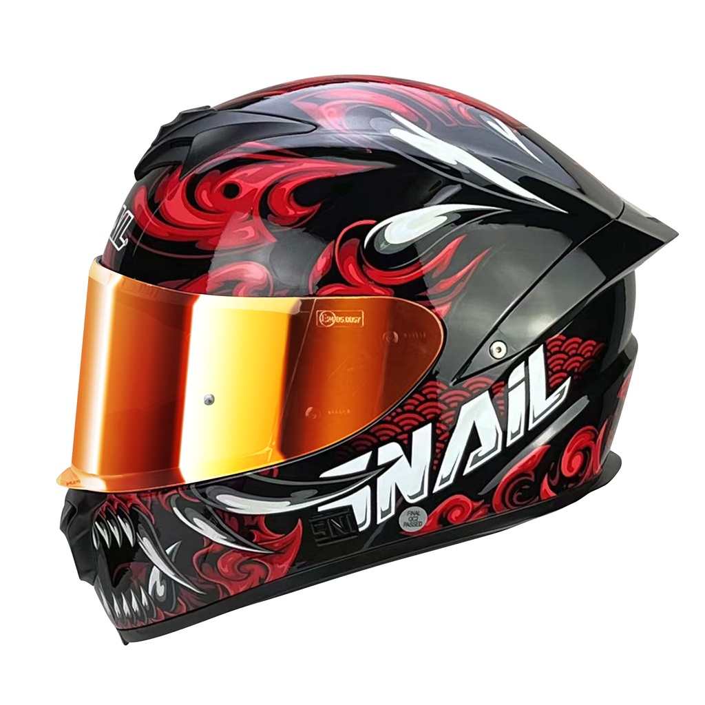 Jual HELM FULLFACE SNAIL FFS2 DEVIL RED MATT VISOR RED DD RING | Shopee ...