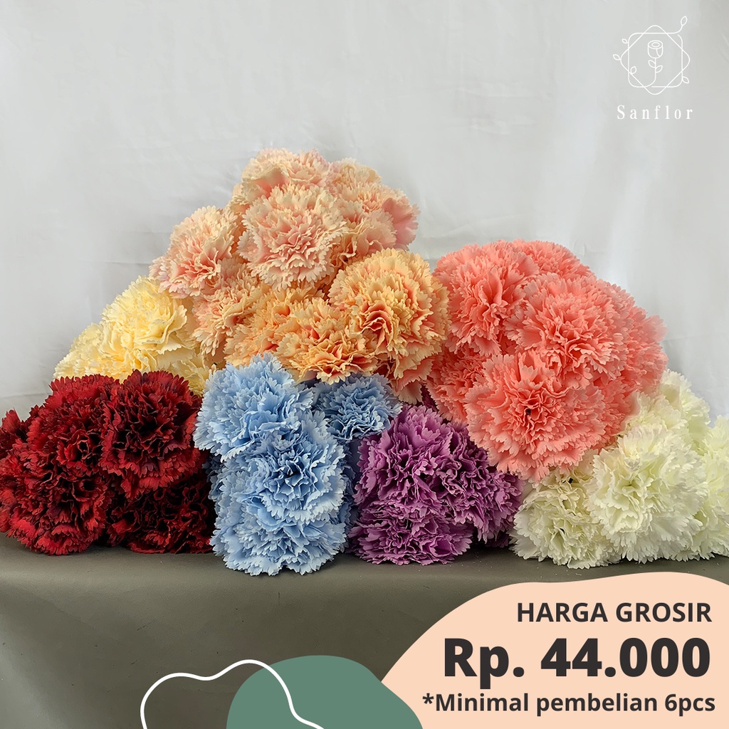 Jual Bunga Anyelir Carnation Jumbo Cabang 9 Artificial/Pompom Murah ...