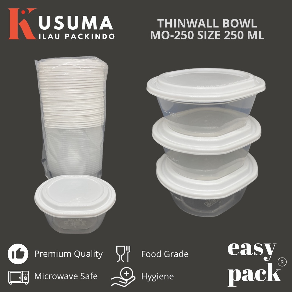 Jual EASYPACK THINWALL CUP OVAL BOWL 250ML 400ML ISI 25PCS PER PACK MO ...