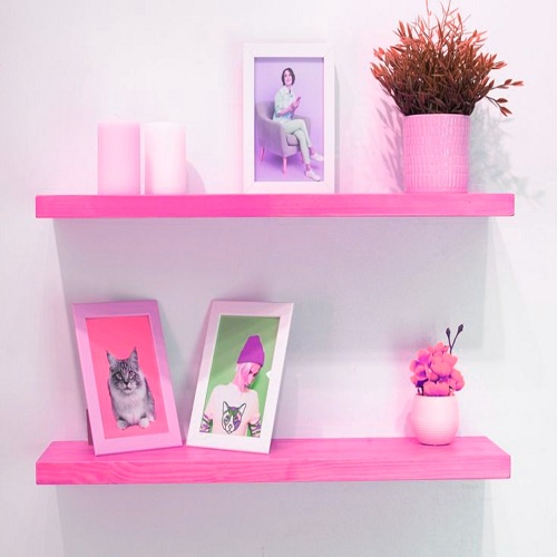 Jual rak hiasan dinding model melayang minimalis 2 set 40 cm pink ...