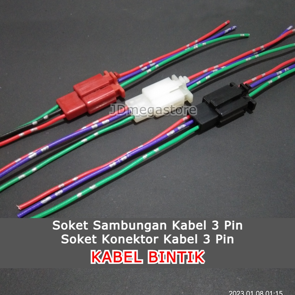Jual (Grosir/COD) Soket Sambungan Kabel 3 Pin / Soket Konektor Kabel 3 Pin - KABEL BINTIK ...