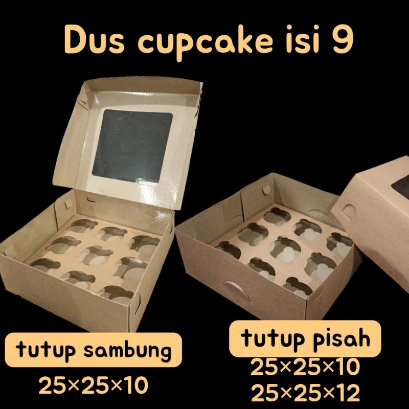 Jual dus box kotak cupcake isi 9 25x25x10 dus cupcake lubang 9 dos kue ...