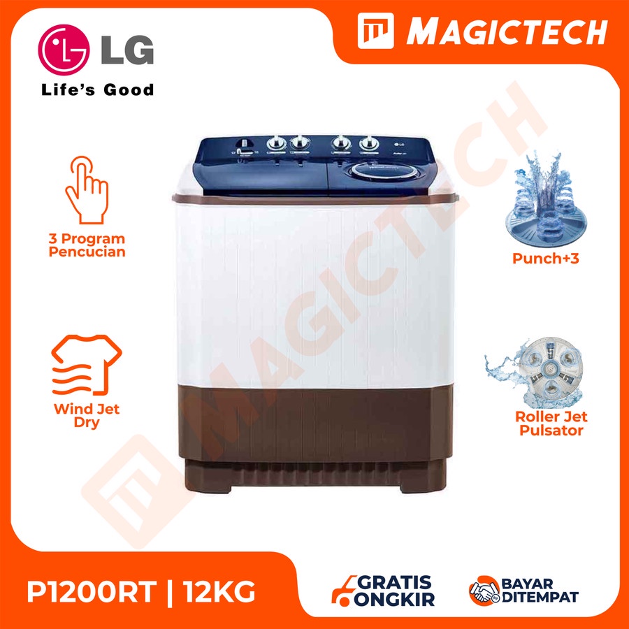 Jual MESIN CUCI LG 12 KG P1200RT MANUAL 2 TABUNG | Shopee Indonesia