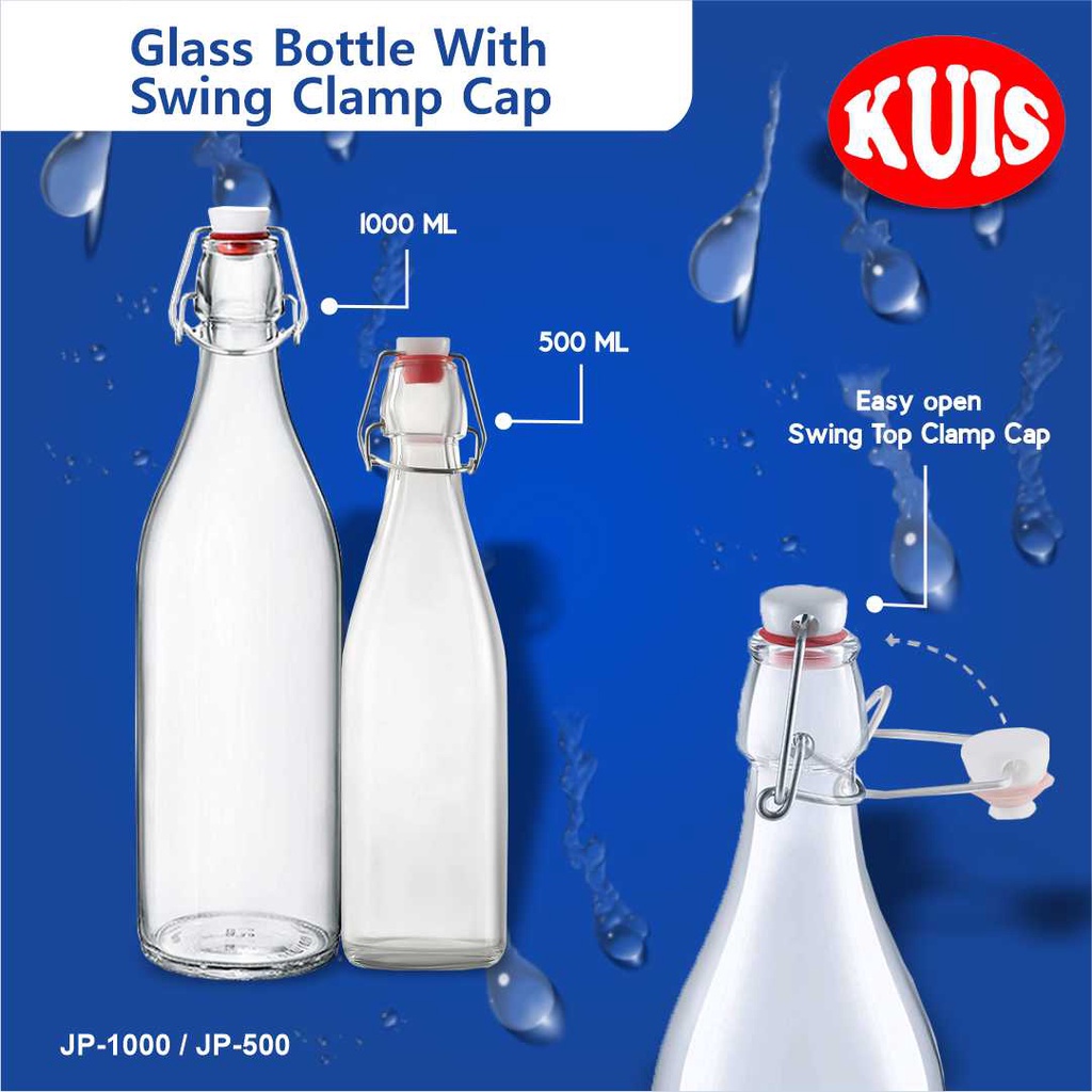 Jual Botol Minum Gelas Kaca Plus Tutup 500 ML Dan 1000 ML / Botol Kaca ...