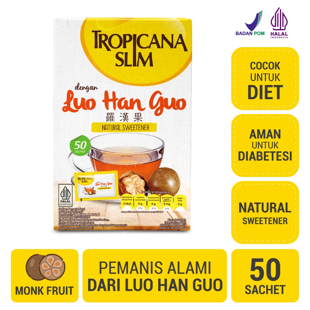 Jual Tropicana Slim Sweetener Luo Han Guo 50 sachet - Pemanis Alami ...