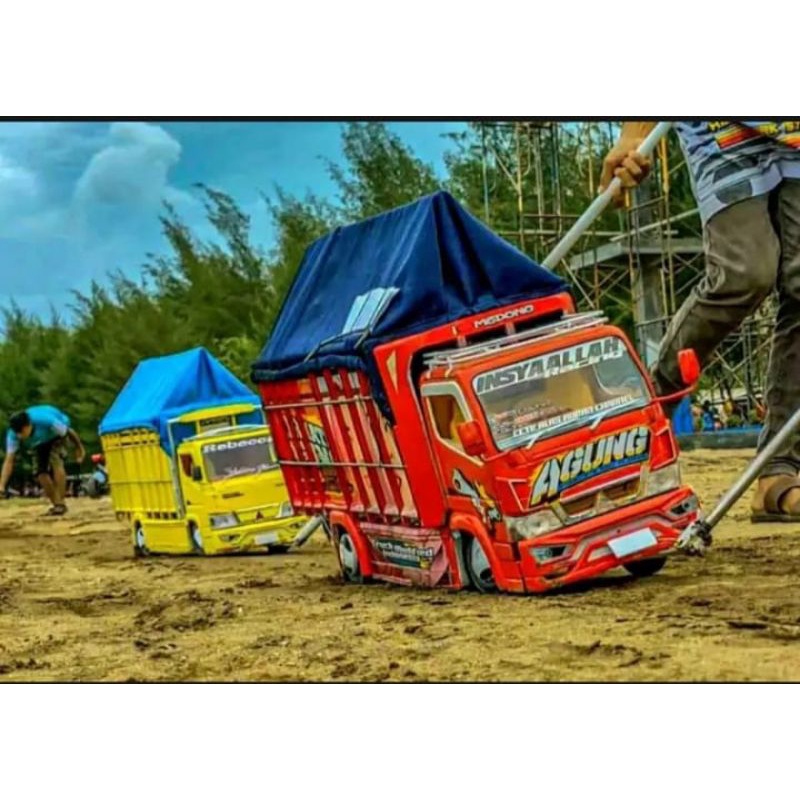 Jual mobil oleng miniatur truk oleng kayu asli termurah variasi terpal ...