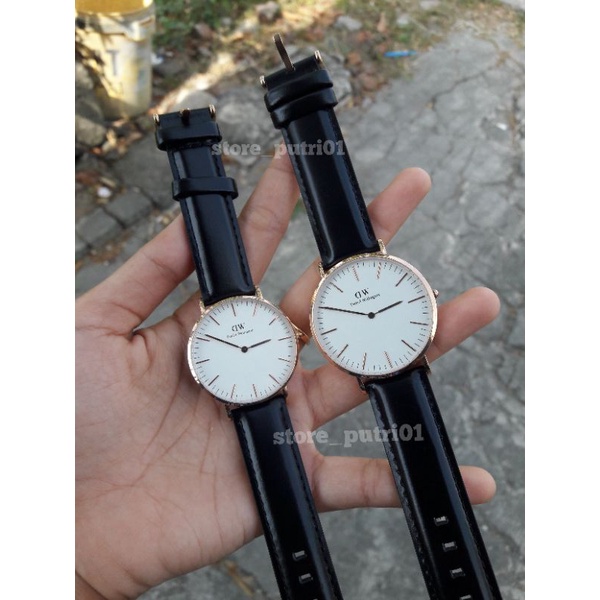Jual JAM DW ORIGINAL SET COUPLE MODEL KULIT | Shopee Indonesia