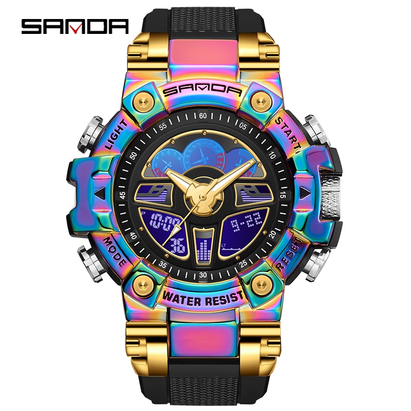 Jual SANDA 3156 Jam Tangan Pria Digital Analog Tali Rubber Chronograph ...