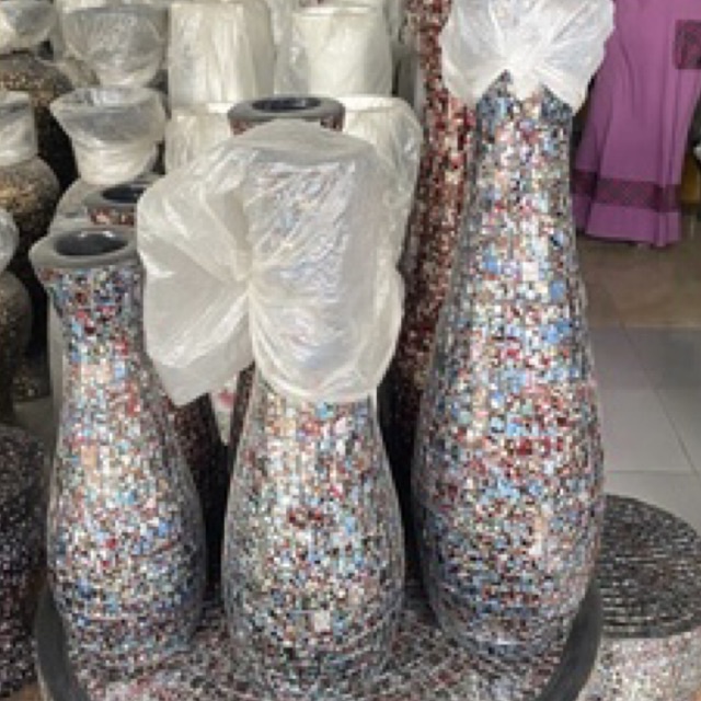 Jual Vas bunga mozaik elegan / Vas Guci Kaca / motif Bunga Kaca tempel ...