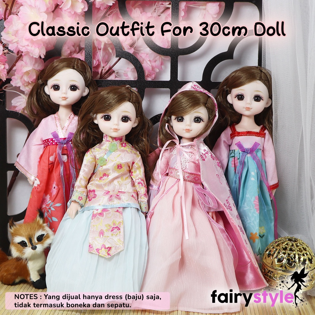 Jual Classic Oriental Outfit Baju Dress untuk Boneka BJD Pivotal 30cm ...