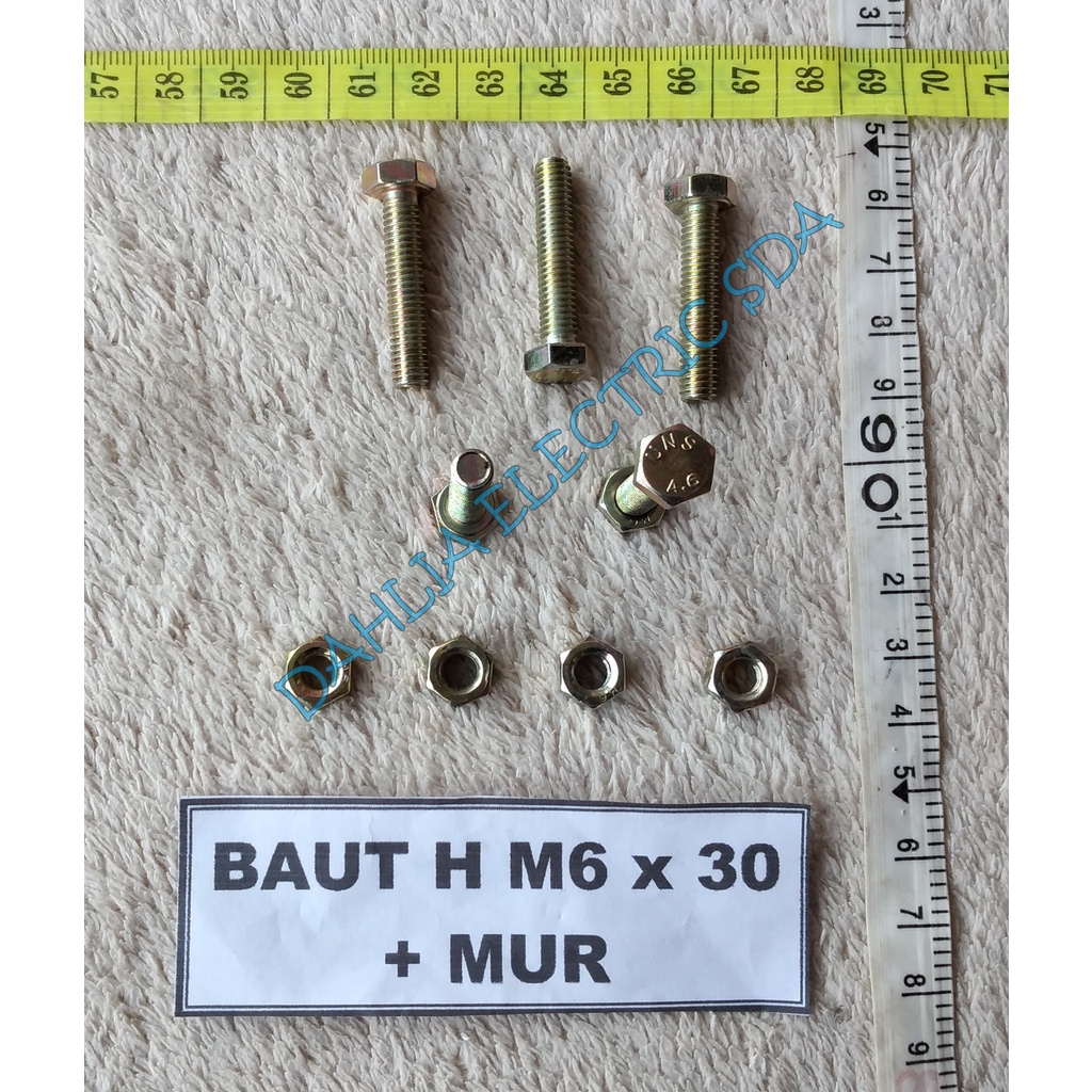 Jual BAUT H M6 x 30 + MUR | Shopee Indonesia