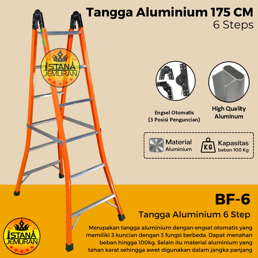 Jual Tangga Aluminium Lipat 175 cm Anti Karat House Ladder 1.75 Meter ...