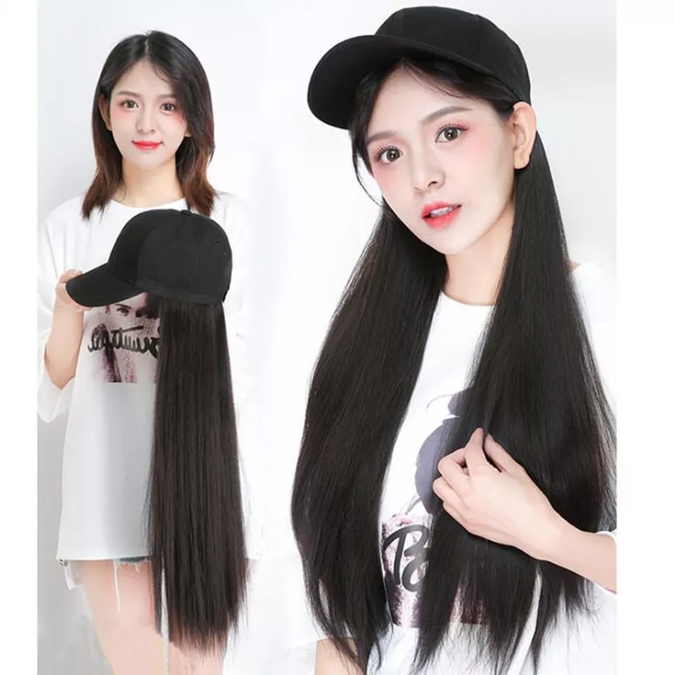 Jual Wig Topi Perempuan / Topi Baseball Dengan Wig Sintetis Hair ...