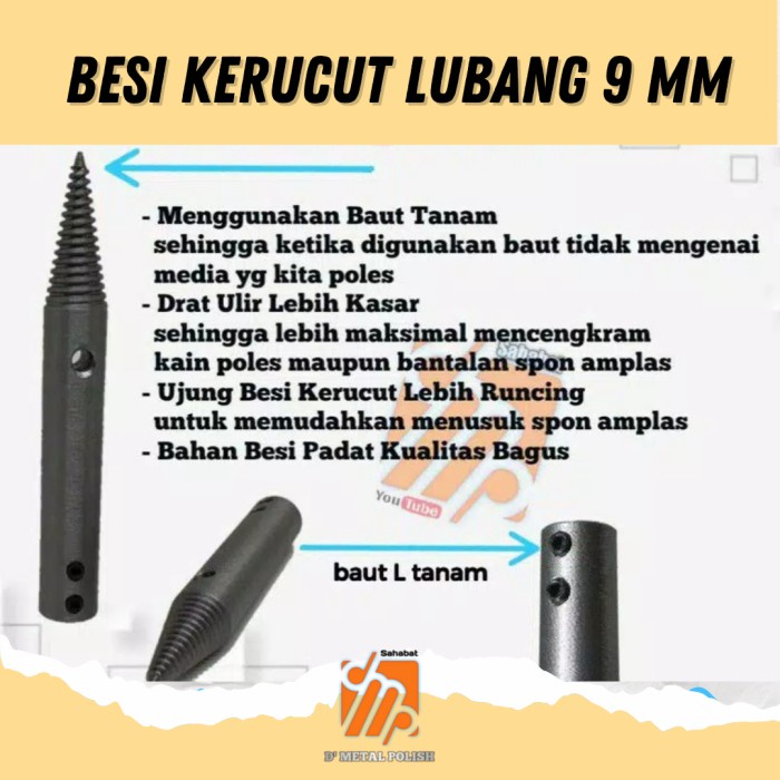 Jual As Poles Kerucut Besi Kerucut Poles Lubang 9Mm | Shopee Indonesia