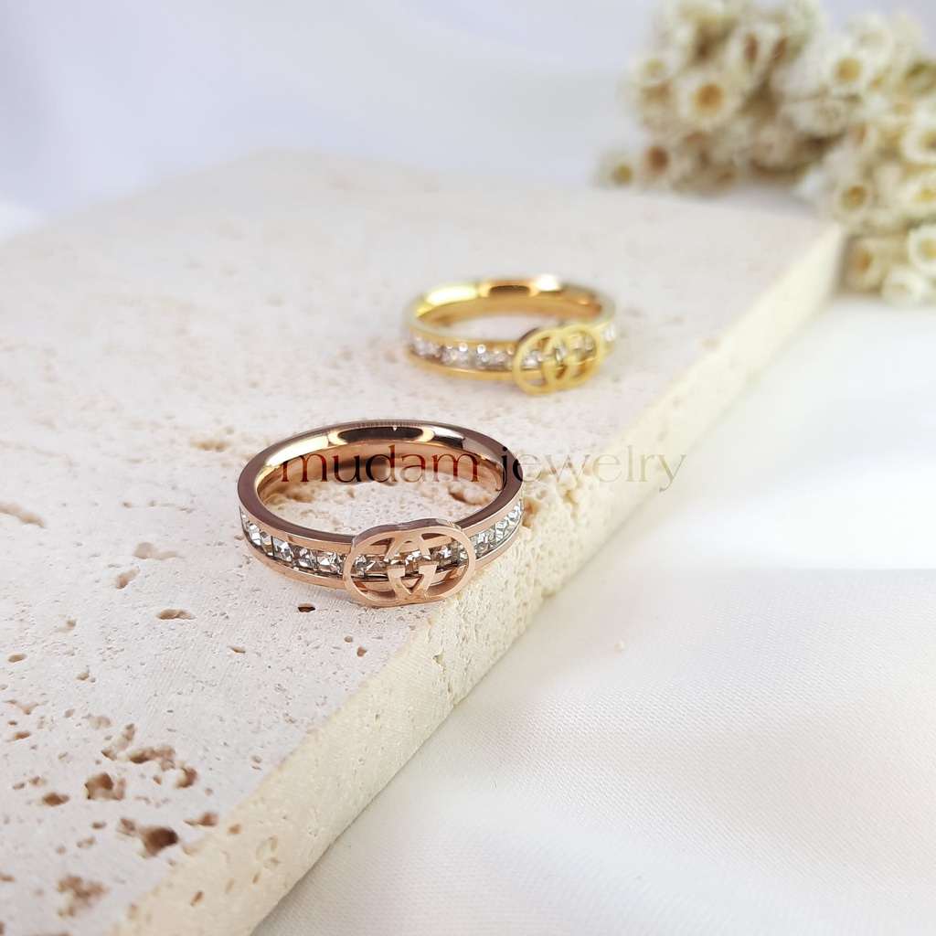 Jual Cincin Titanium Model Gc Dengan Diamonds Artifisial Full Kelilinng ...