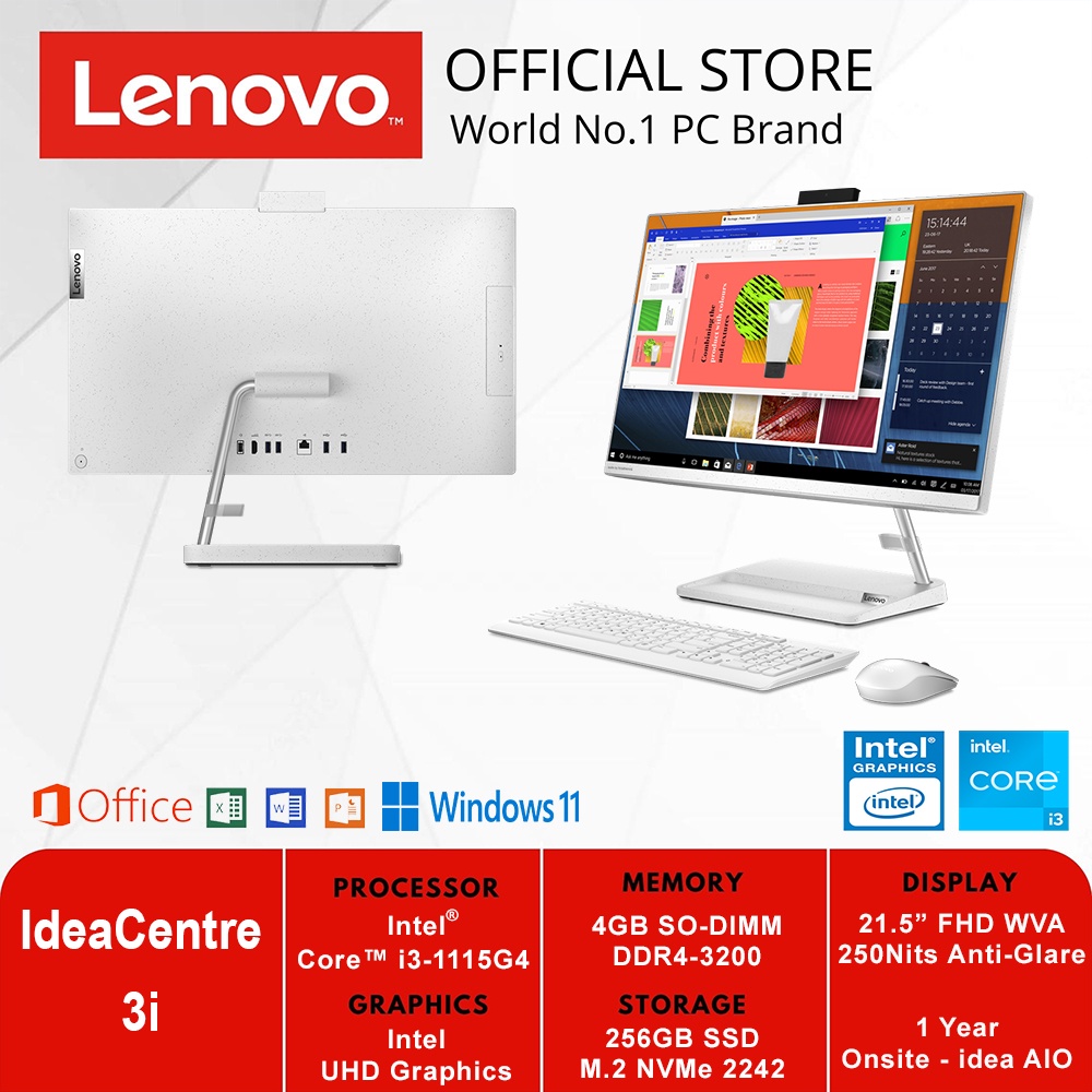 Jual LENOVO ALL IN ONE AIO 3i 22ITL6 BCID CORE i3-1115G4 4GB 256GB W11 ...