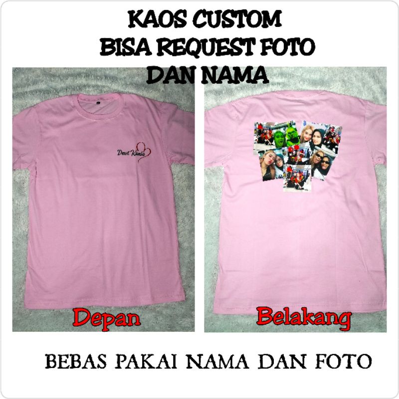 Jual KAOS SABLON CUSTOM SATUAN FOTO GAMBAR NAMA TULISAN | BISA REQUEST WARNA KAOS | Shopee Indonesia