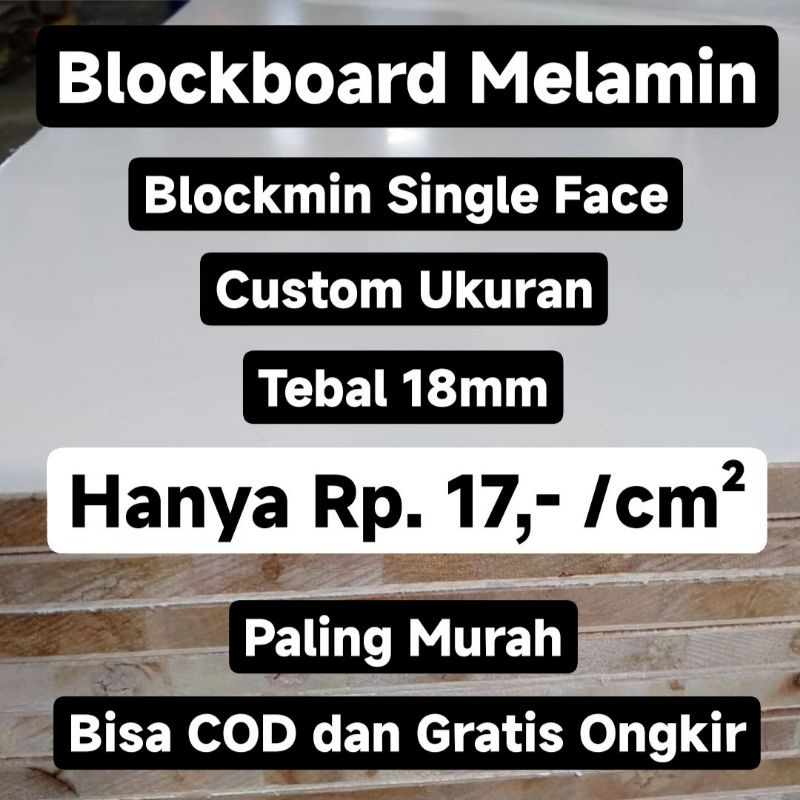 Jual 18mm dan 15mm blockboard melamin single face custom ukuran ...