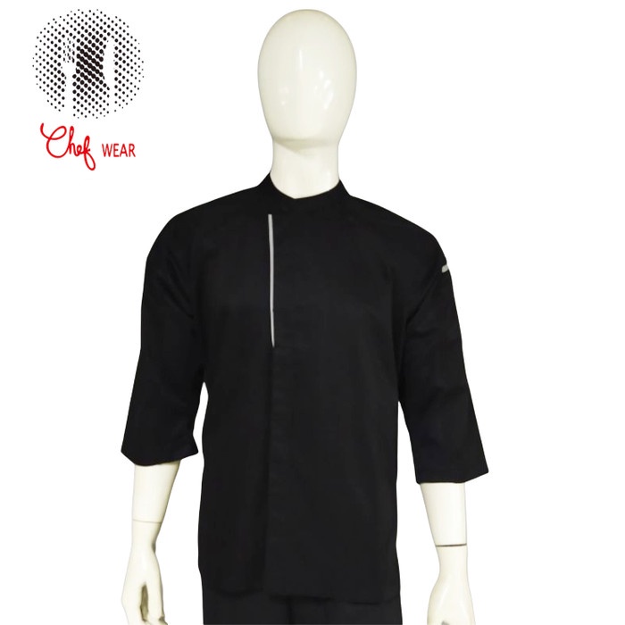 Jual Seragam Koki Chef Wear Baju Koki Hitam Komb Net S-Xl (Lis Abu ...