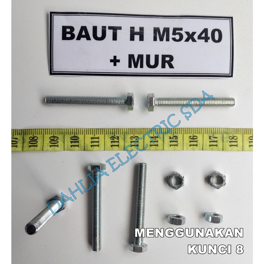 Jual BAUT H M5 X 40 + MUR KUNCI 8 | Shopee Indonesia