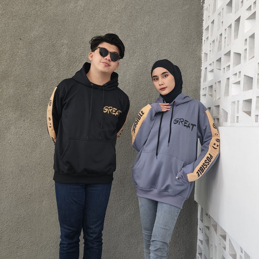 Jual ( Isi 2 Pcs ) jaket sweaterr pasangan couple greats combi / jaket ...