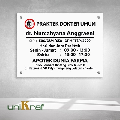 Jual Plang Papan Praktek Dokter dan Apoteker - Jadwal Praktik Dokter ...