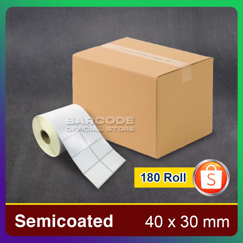 Jual Label Stiker Semicoated 40 X 30 2 Line Kertas Sticker Label Barcode 40x30 mm 180 Roll ...