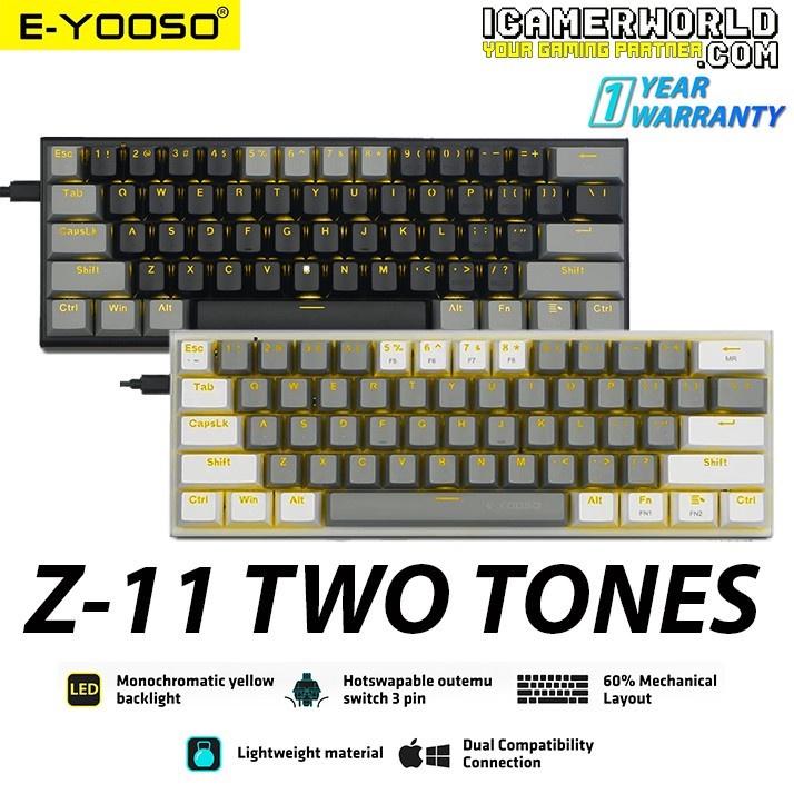 Jual E-YOOSO Z-11 / Z11 Two Tones 60% Mechanical Gaming Keyboard ...