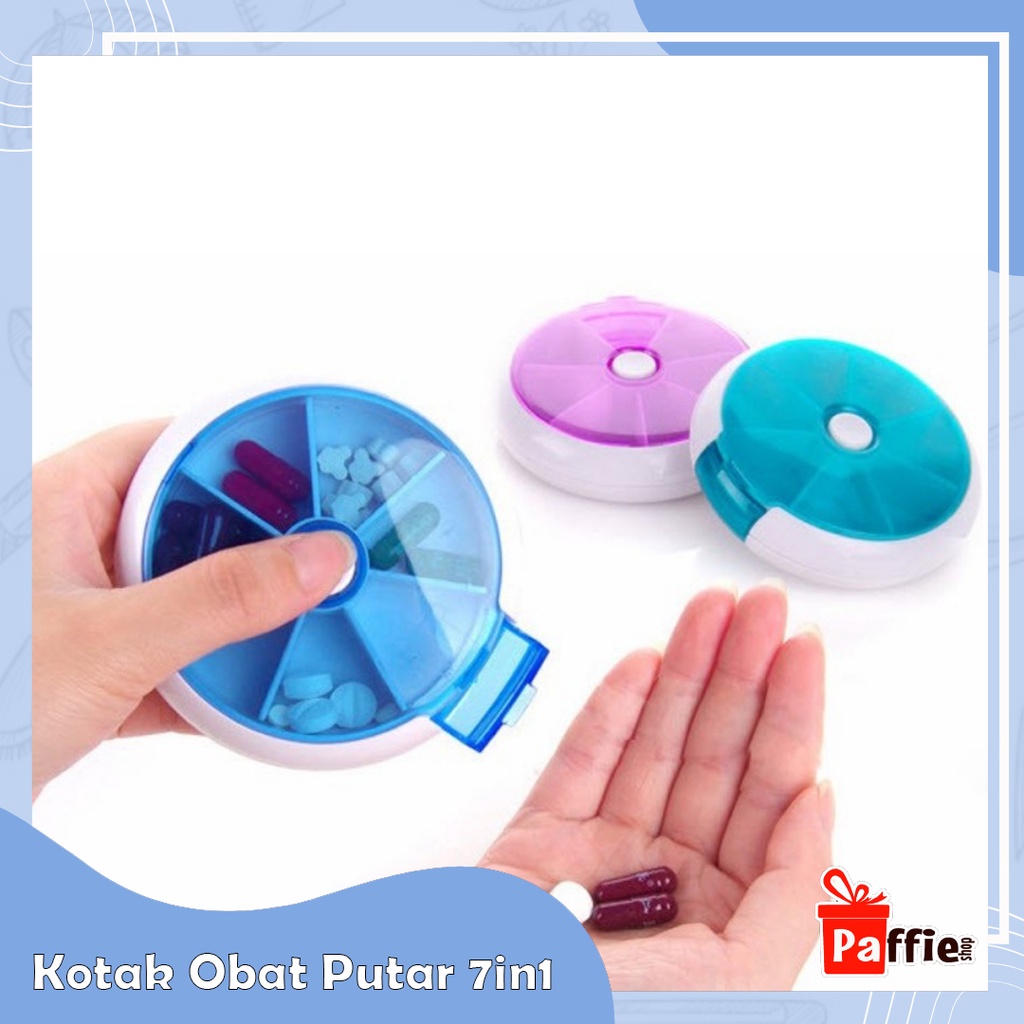 Jual Kotak Obat Putar Otomatis 7 in 1 Bulat Storage Medicine Pill ...