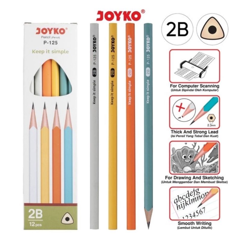 Jual Pensil Segitiga Joyko 2B P-125 Grosir (12pc) | Shopee Indonesia