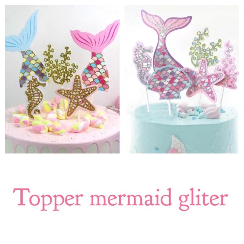 Jual TOPPER KUE MERMAID / TOPPER CAKE MERMAID / TOPPER MERMAID GLITER /HIASAN KUE ULANG TAHUN ...