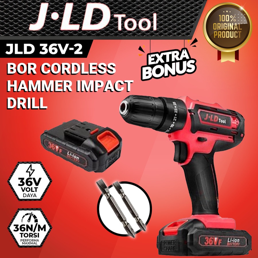 Jual Mesin Hammer Impact Drill Cordless JLD TOOL 36V-2 Mesin Bor Tembok ...