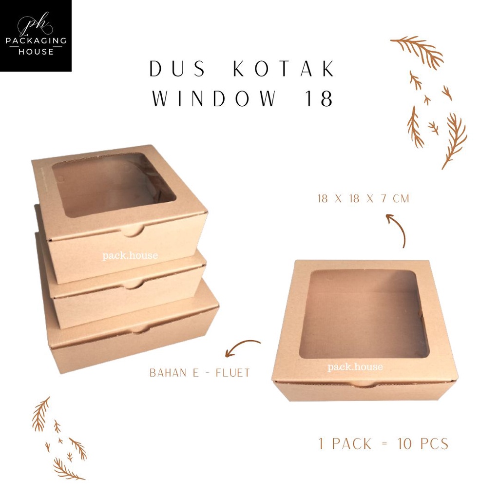 Jual Dus Kotak Box Nasi 18x18x7cm |Dus Kue Efluet Window | Dus Box ...
