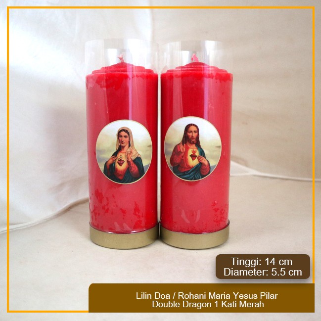 Jual Lilin Misa Ibadah Doa Rohani Yesus Maria Merah Pilar 1 Kati ...
