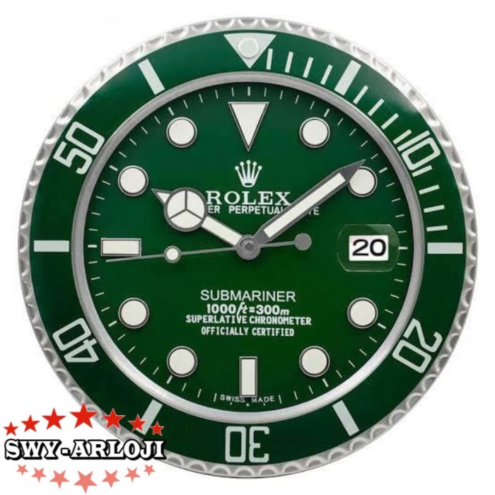 Jual Jam Dinding Rolex Submariner Hulk Green dial Clone 1:1 Mewah ...