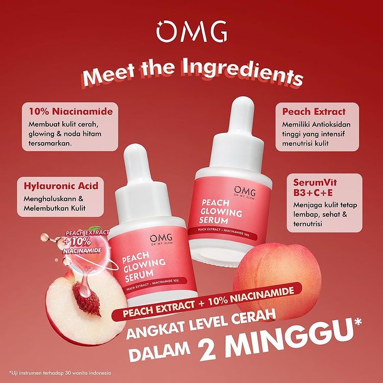 Jual OMG OH MY GLOW Peach Glowing Serum 20 ml | Mugwort Acne Serum 20ml | Shopee Indonesia
